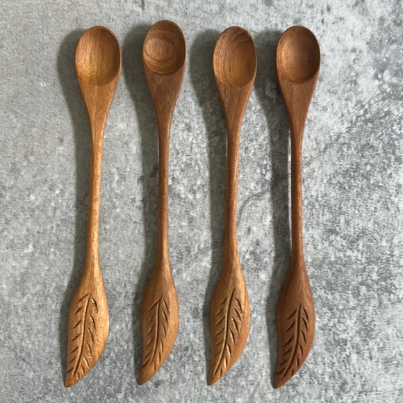 Dining | Nwot 4 Hand Carved Teak Serving Spoons | Poshmark